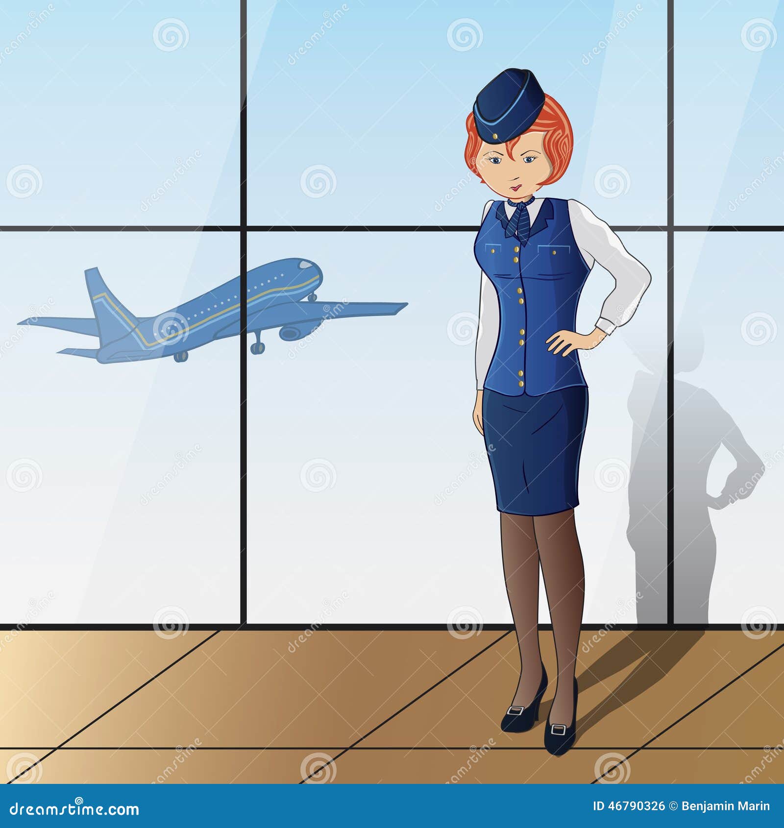 Azafata ilustración del vector. Ilustración de recorrido - 46790326
