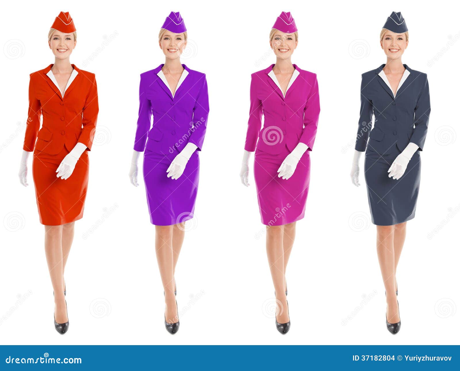 Azafata Encantadora Dressed in Uniform Con Variantes Del Color. Foto de ...