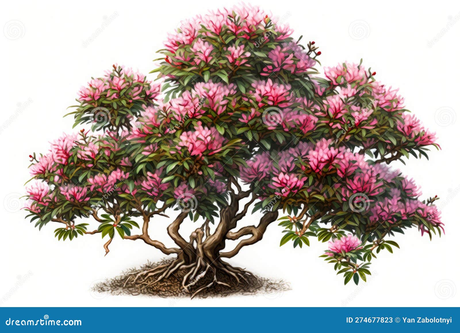 Azalea Bush on White Background. Generative AI Stock Illustration ...