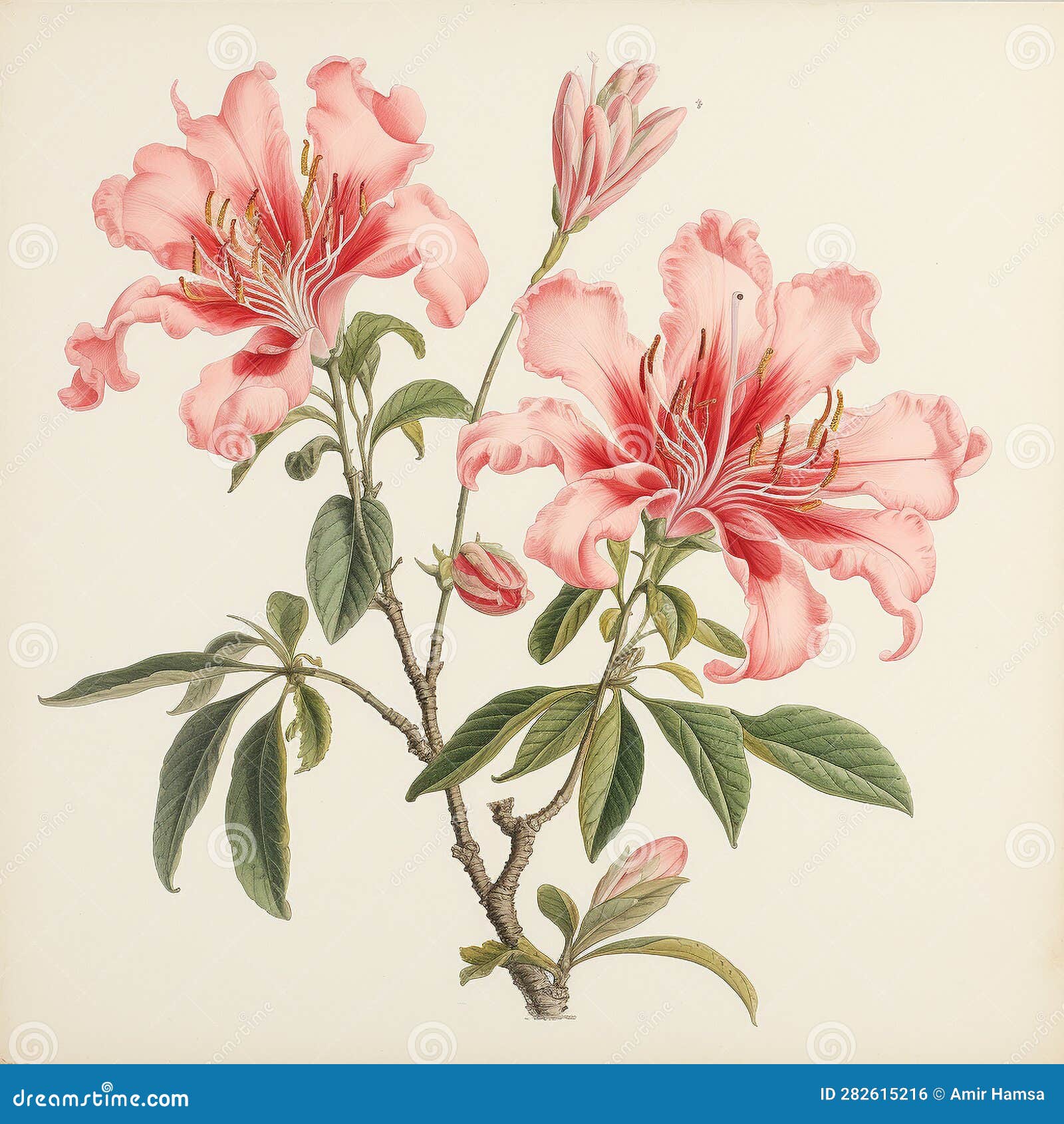 Azalea flowers stock illustration. Illustration of azaleas - 282615216