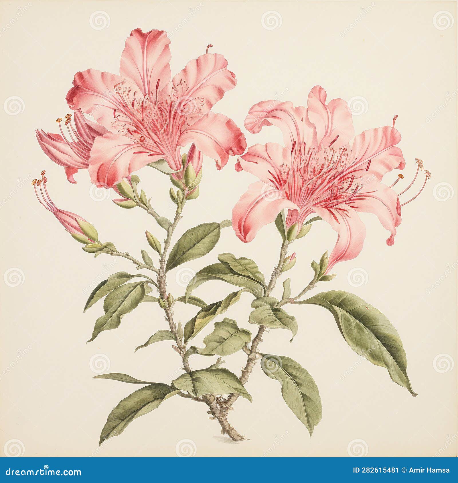 Azalea flowers stock illustration. Illustration of graphic - 282615481