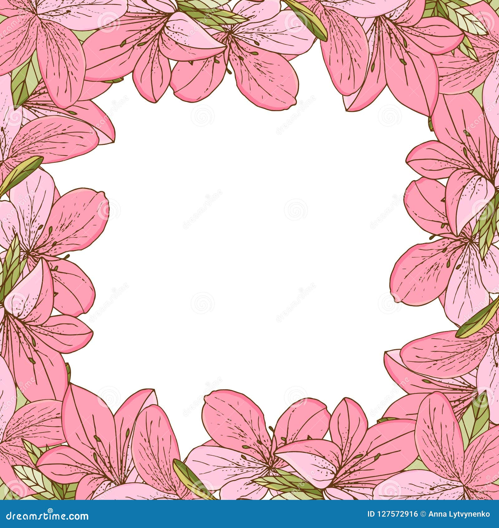 Azalea Frame in Hand Drawn Style. Stock Illustration - Illustration of ...