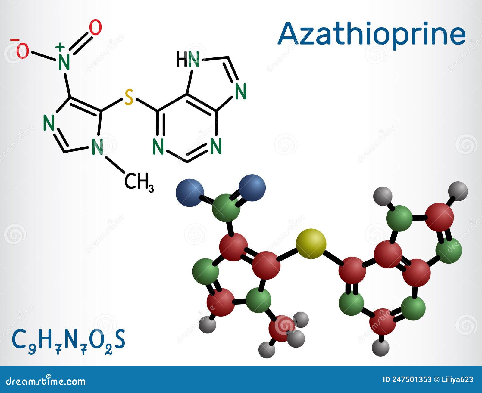 Azathioprine, AZA Molecule. it is Immunosuppressive Agent, Medication ...