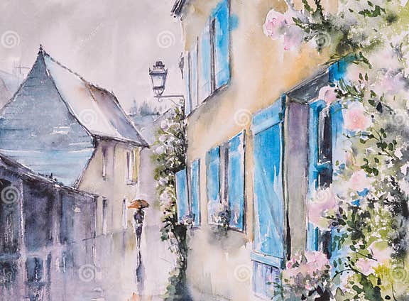 Azay le Rideau ilustração stock. Ilustração de pintura - 80494849