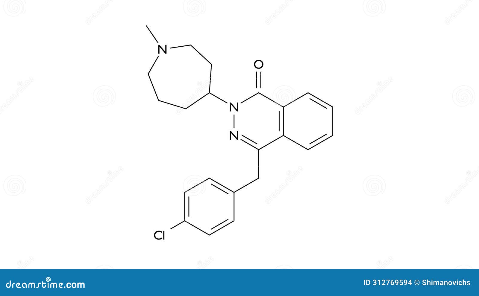 Azelastine Molecule, Structural Chemical Formula, Ball-and-stick Model ...