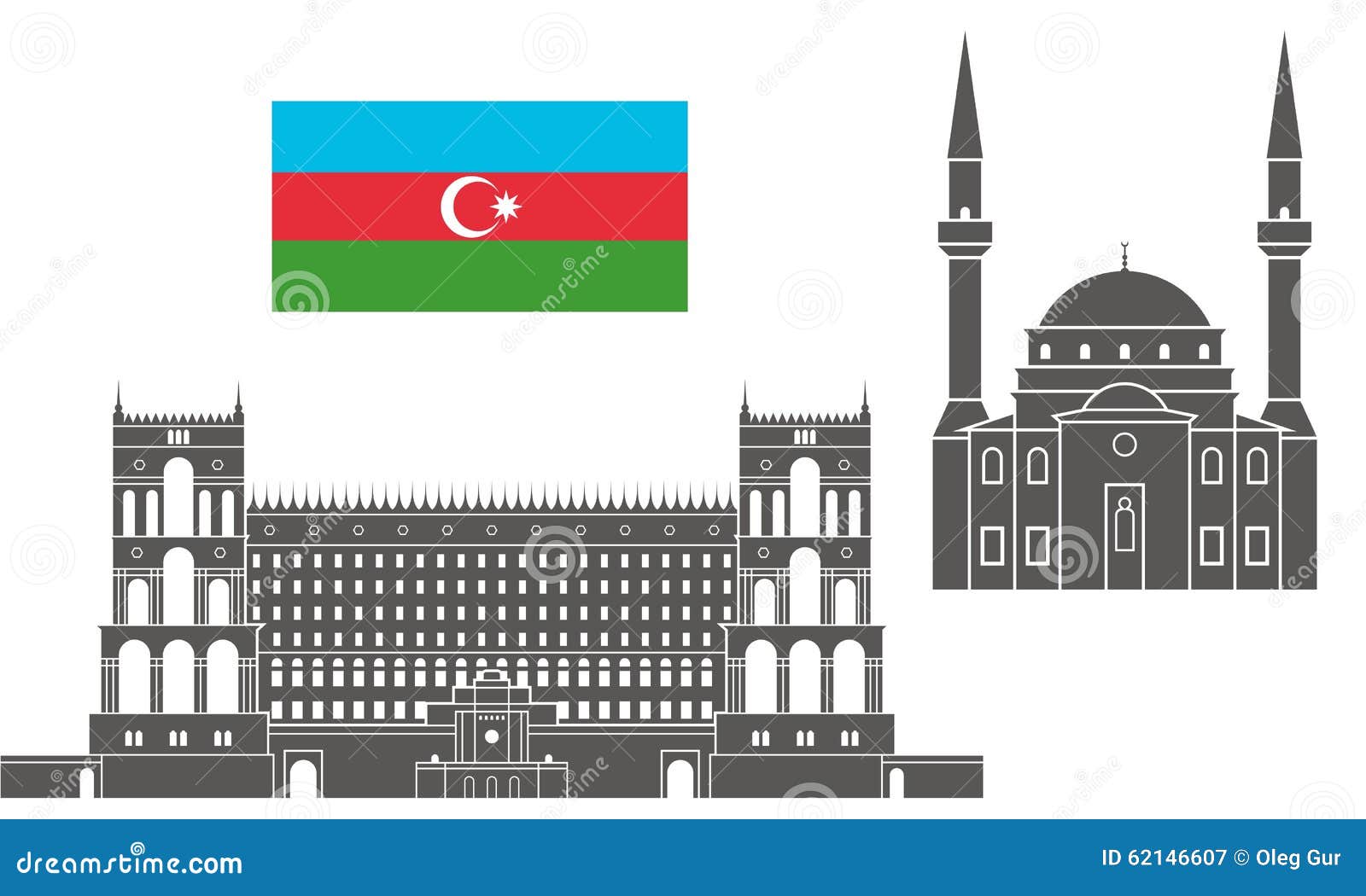 Azerbaijan . Architecture stock vector. Illustration of architecture ...