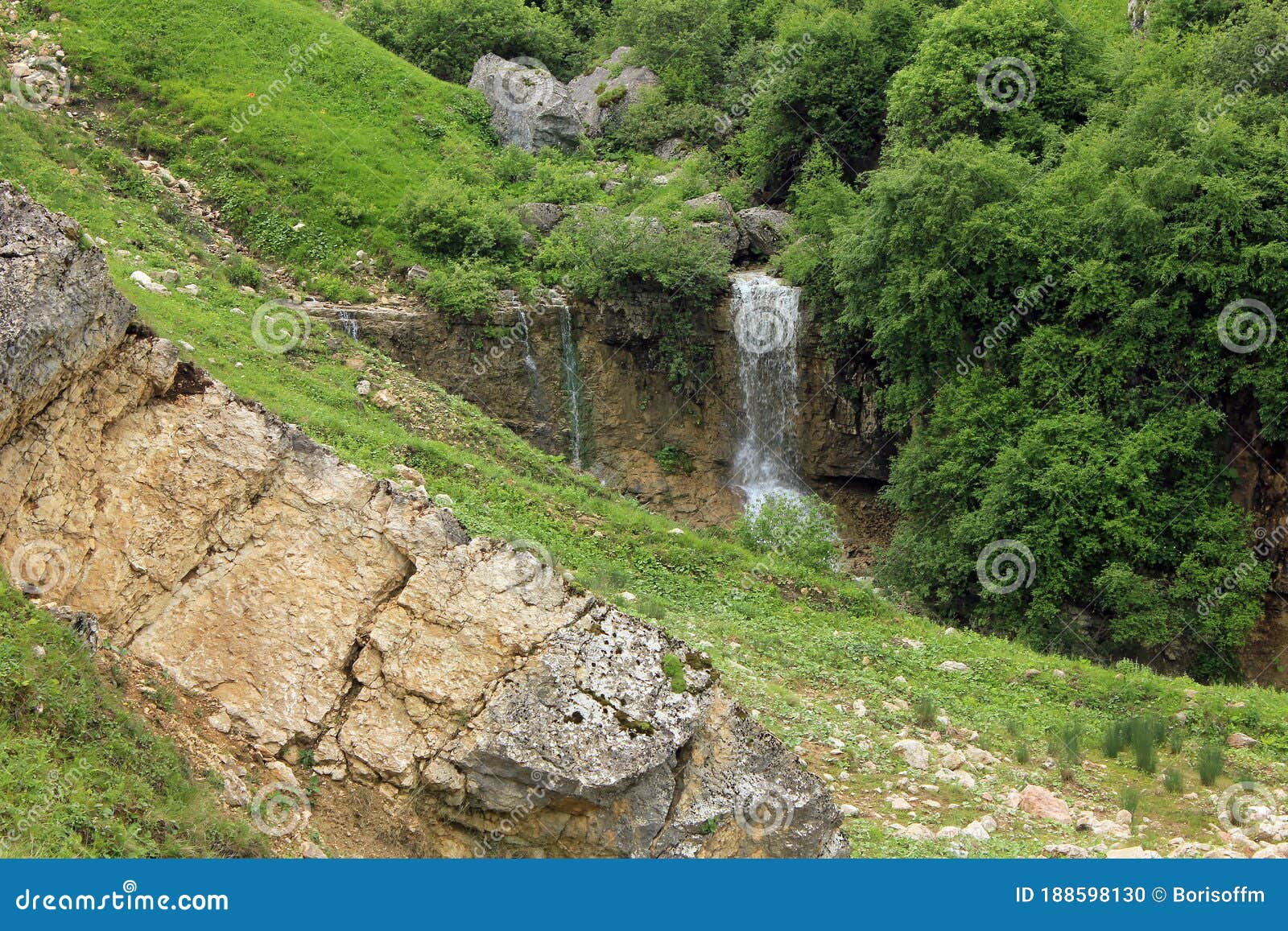 Azerbaijan. Beautiful Waterfall in the Mountains Stock Photo - Image of ...