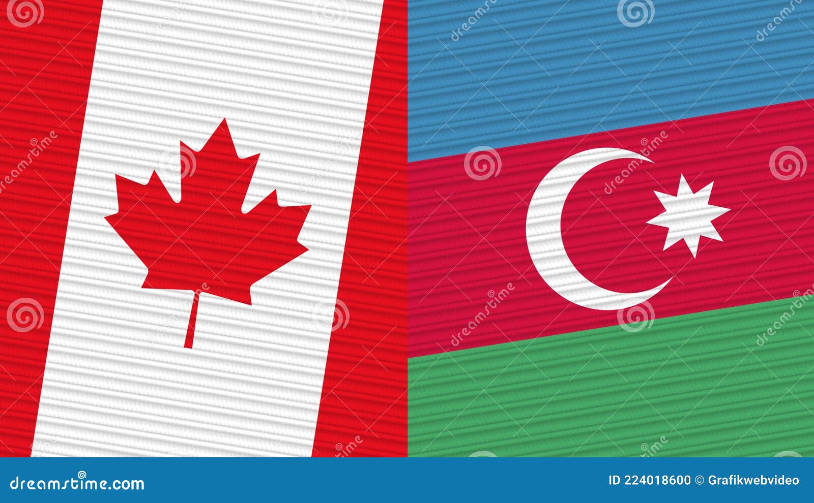 Azerbaijan and Canada Flags Together Fabric Texture Illustration Stock ...