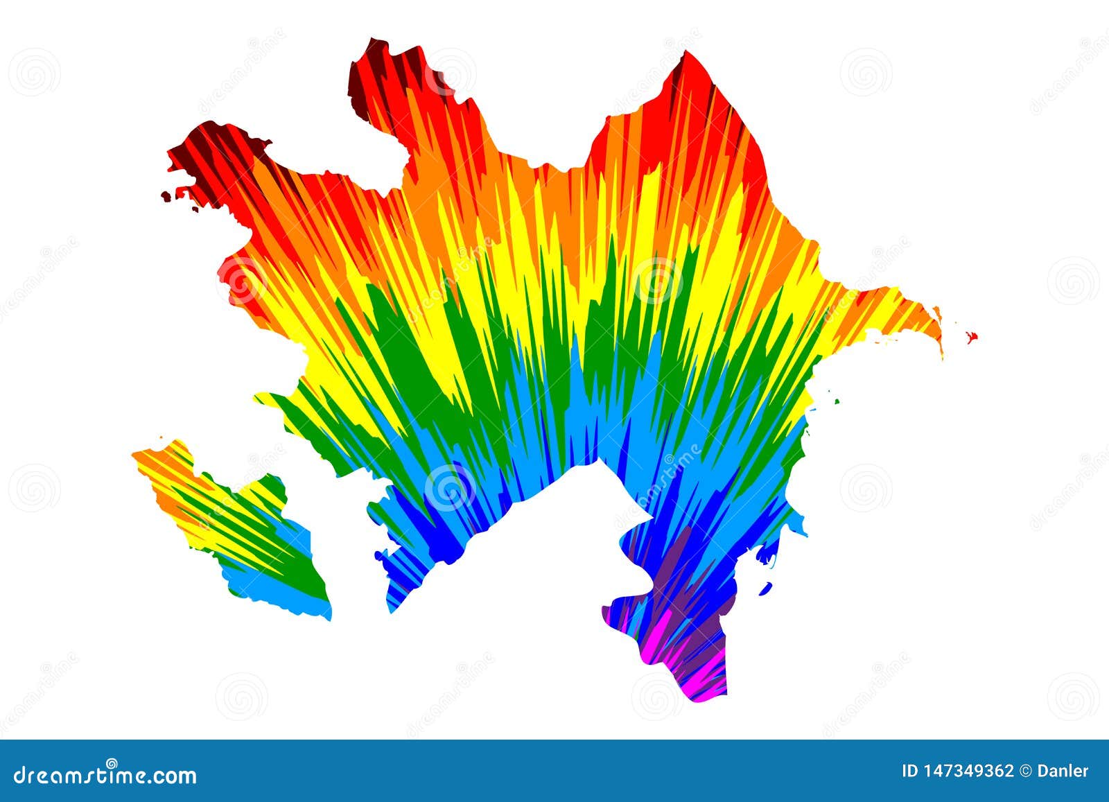 Azerbaijan Map Is Designed Rainbow Abstract Colorful Pattern Stock