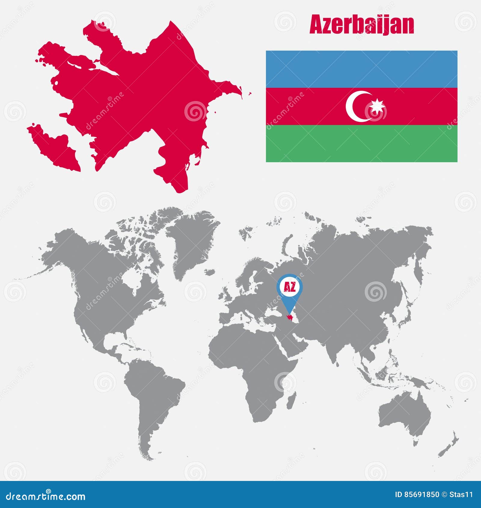 Azerbaijan Map on a World Map with Flag and Map Pointer. Vector ... Azerbaijan Map on a World Map with Flag and Map Pointer. Vector ...