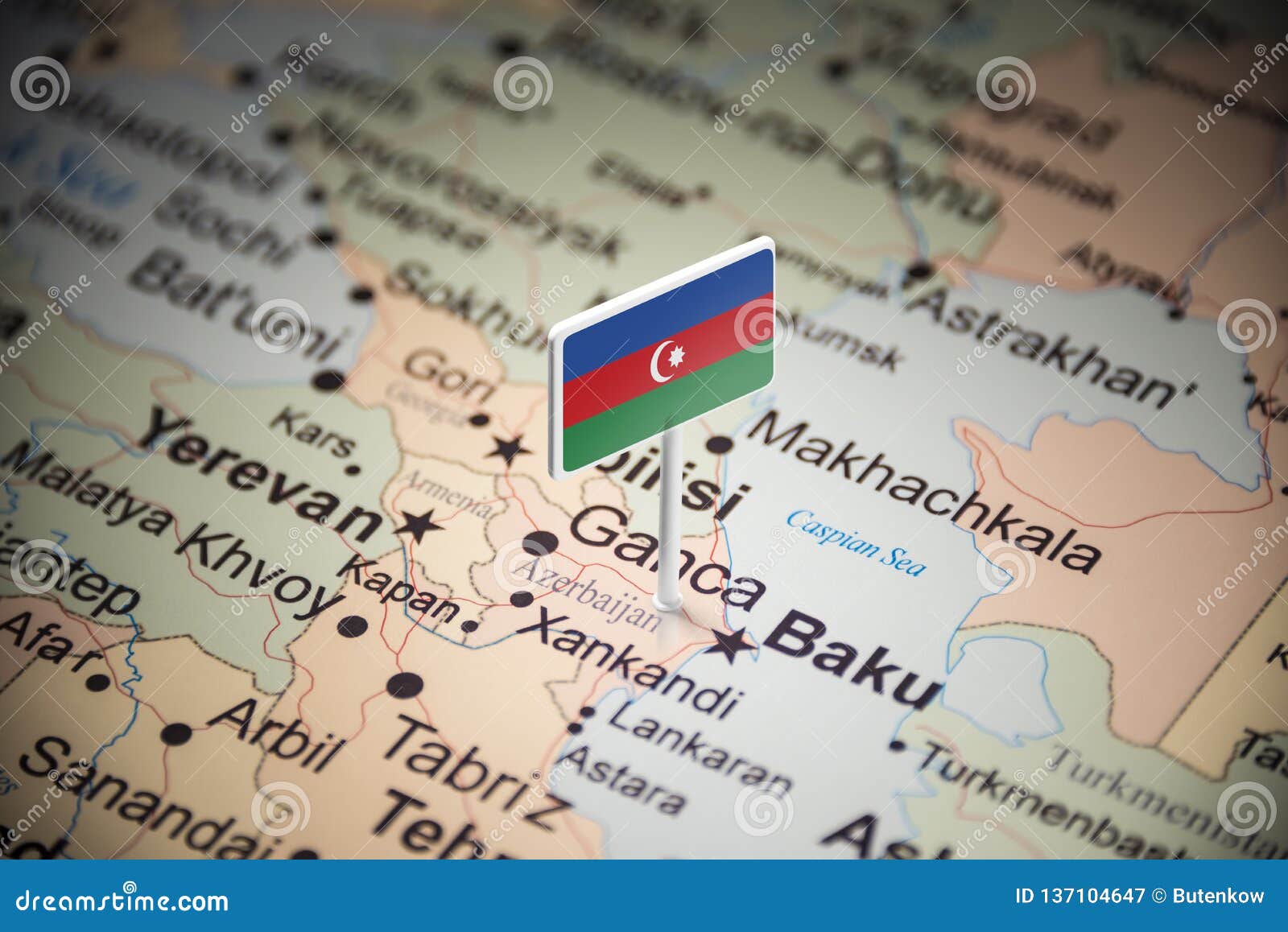 Azerbaijan Marked with a Flag on the Map Stock Image - Image of border ...
