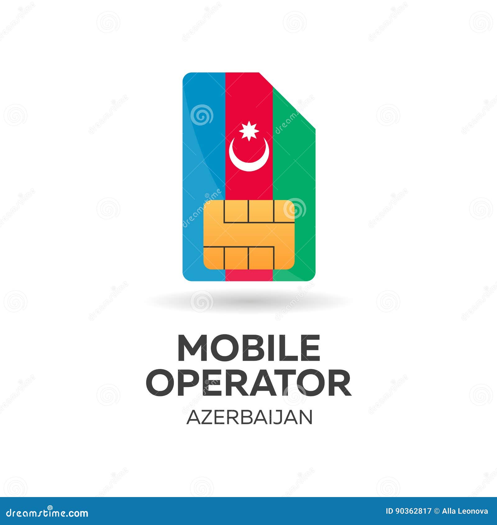 Azerbaijan Mobile Operator. SIM Card with Flag. Vector Illustration ...
