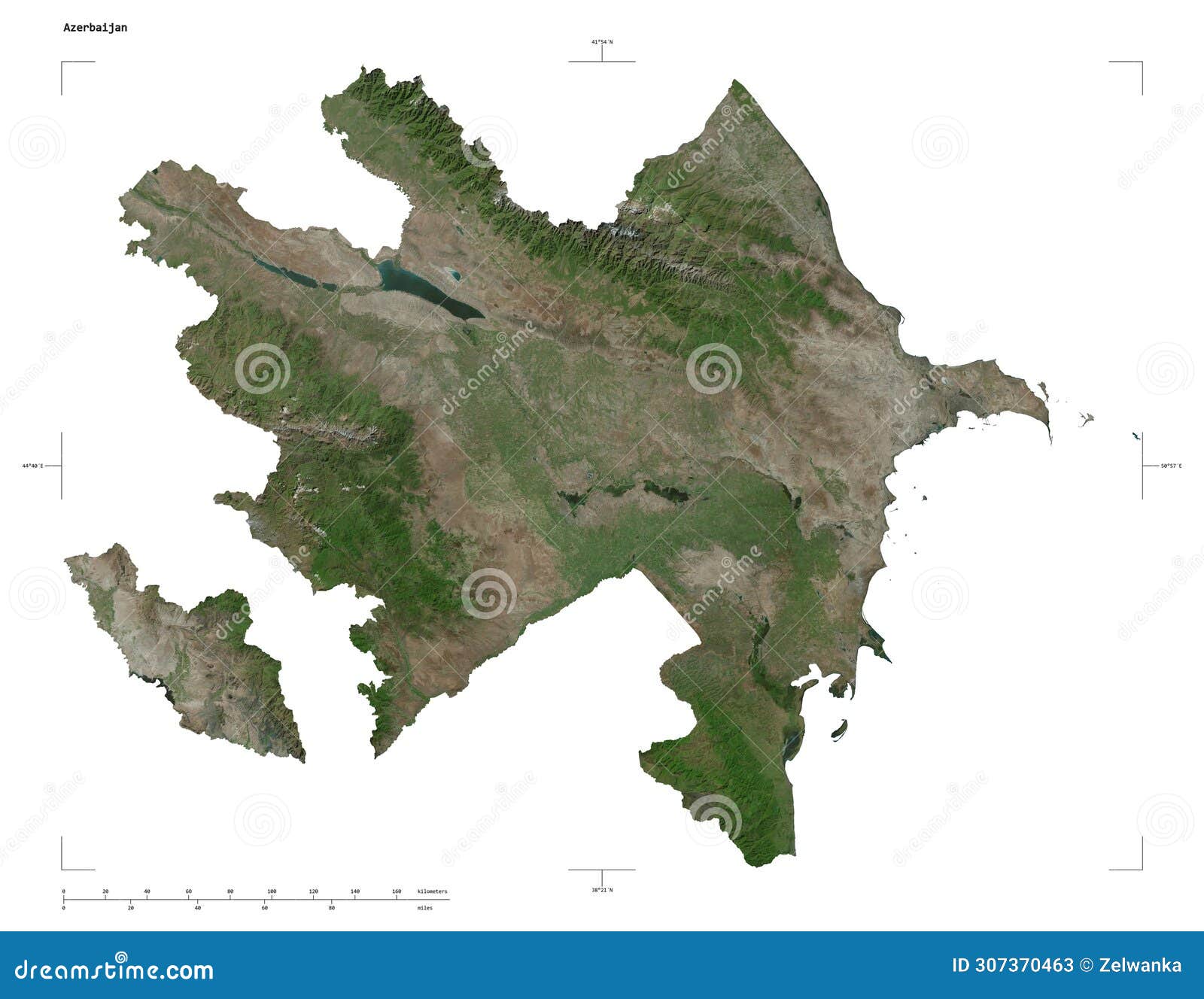 Azerbaijan Shape on White. High-res Satellite Stock Illustration ...