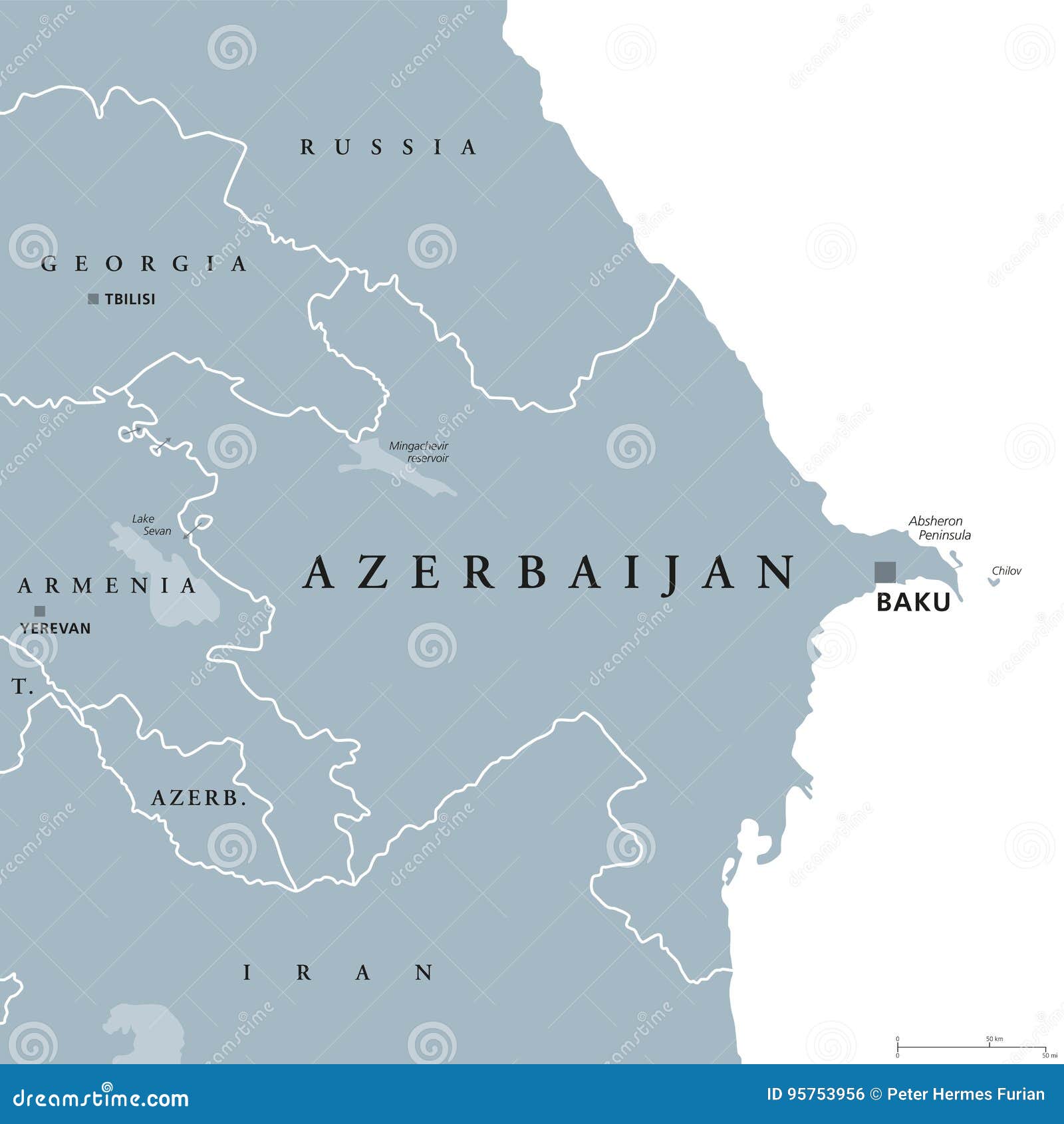 Azerbejdżan Polityczna Mapa Ilustracja Wektor - Ilustracja złożonej z ...
