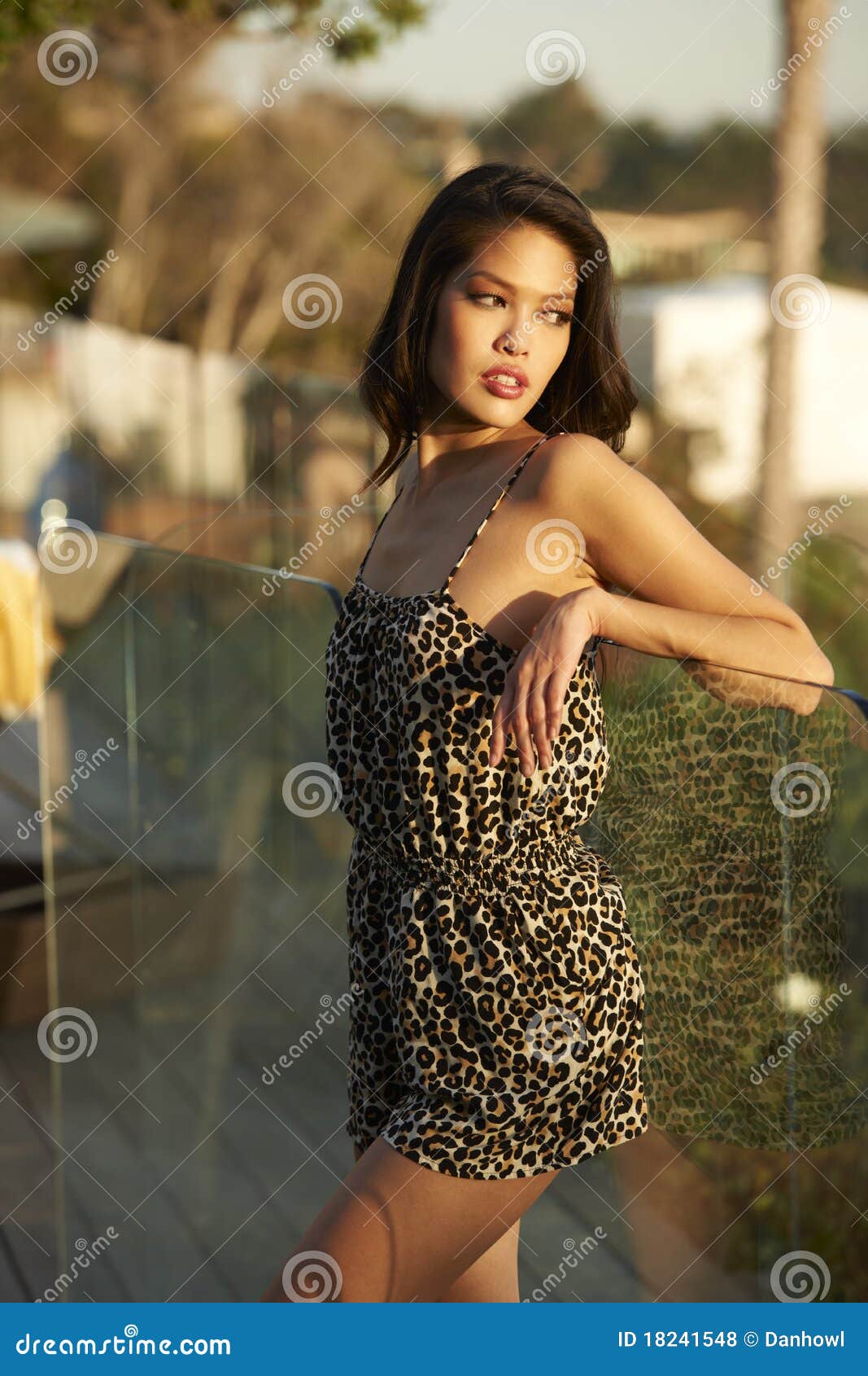 Aziatisch Model op Terras stock foto. Image of wijfje - 18241548