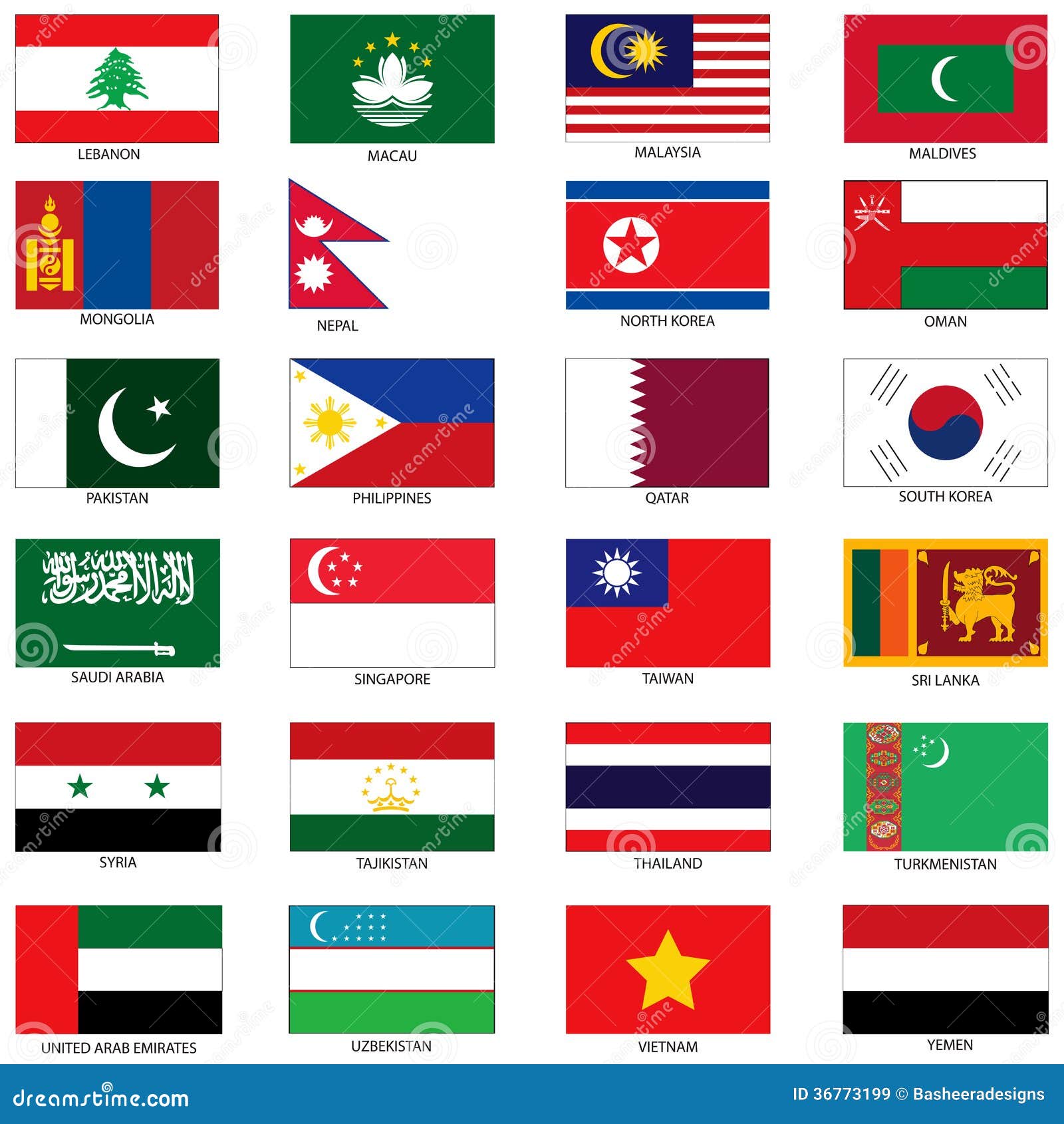 Aziatische Vlaggen 2 vector illustratie. Illustration of vrouw - 36773199