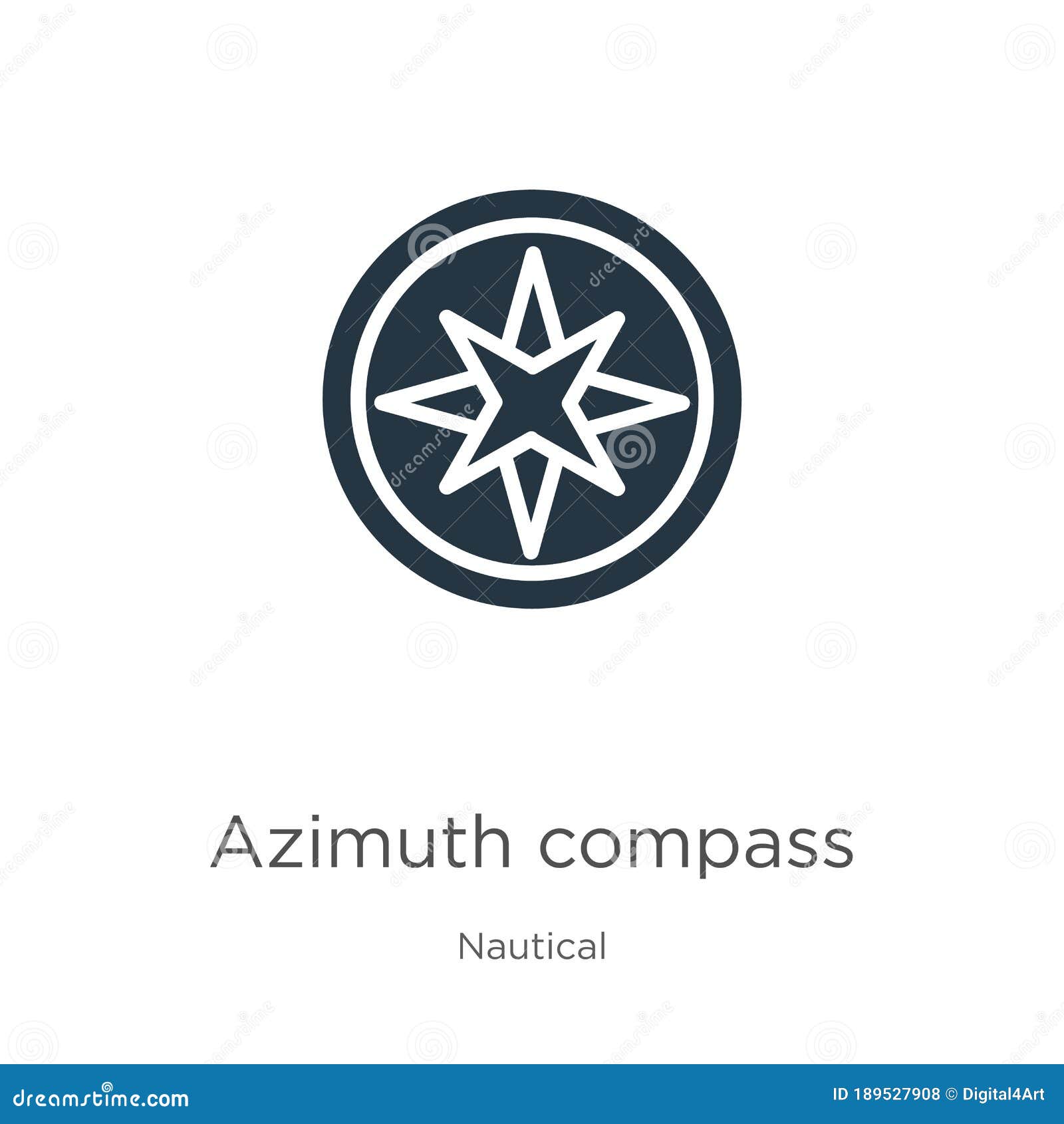Azimuth Compass Vector Icon On White Background Flat Vector Azimuth Compass Icon Symbol Sign