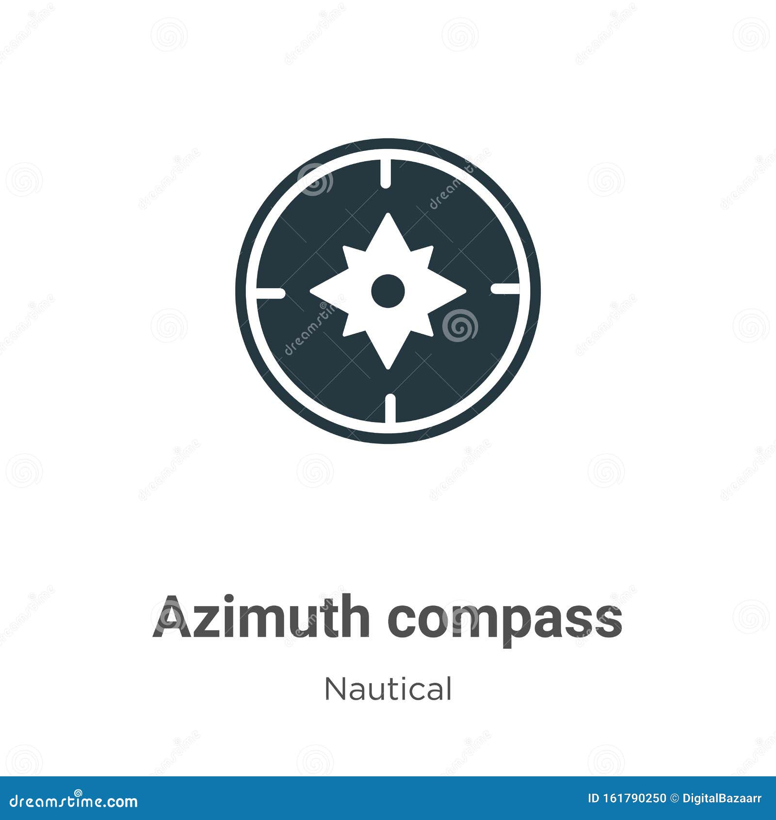 Azimuth Compass Vector Icon On White Background. Flat Vector Azimuth ...