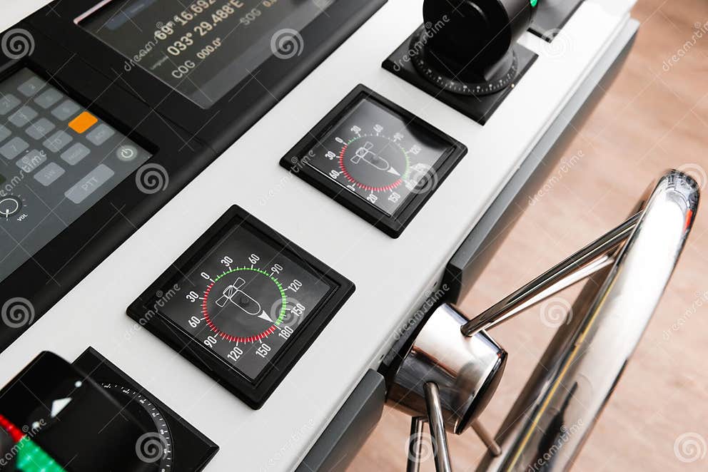 Azimuth Thrusters Angle Indicators Mounted in a Tug Boat Control Panel ...