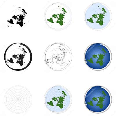 Azimuthal Equidistant Projection Map of Earth Stock Illustration ...