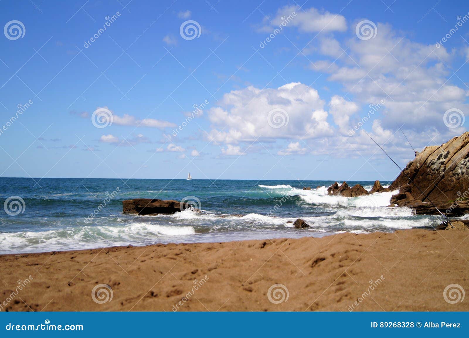 Azkorri beach stock photo. Image of cliffs, rock, water - 89268328