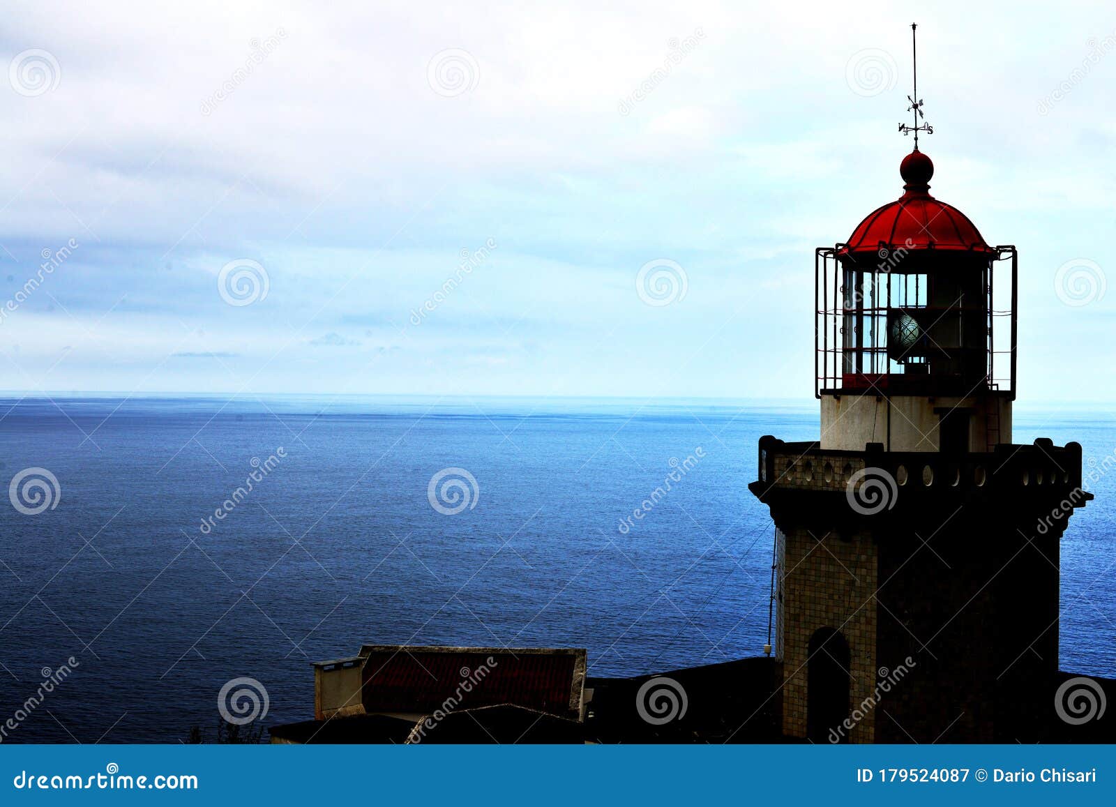 Azorean Lighthouse Overlooking the Blue Ocean Stock Image - Image of ...