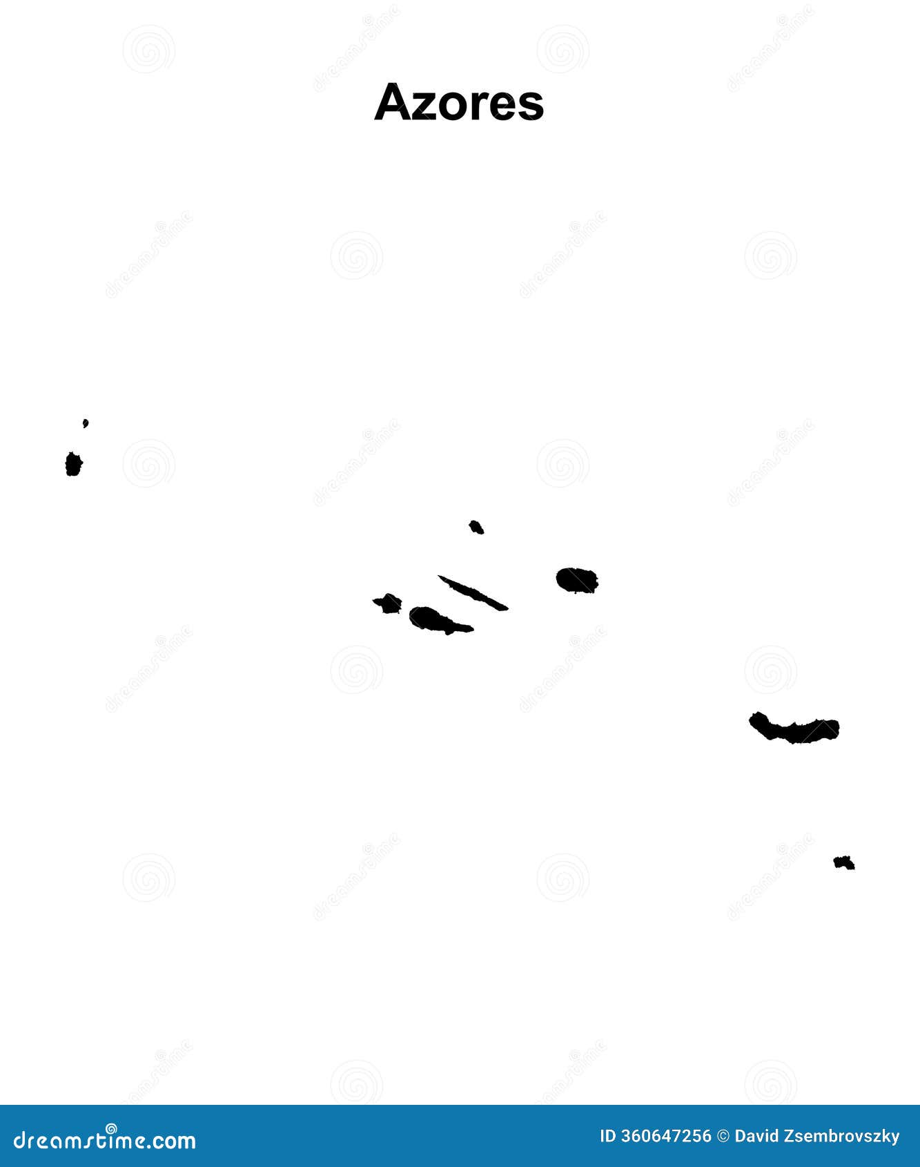 Azores outline map stock vector. Illustration of territory - 360647256