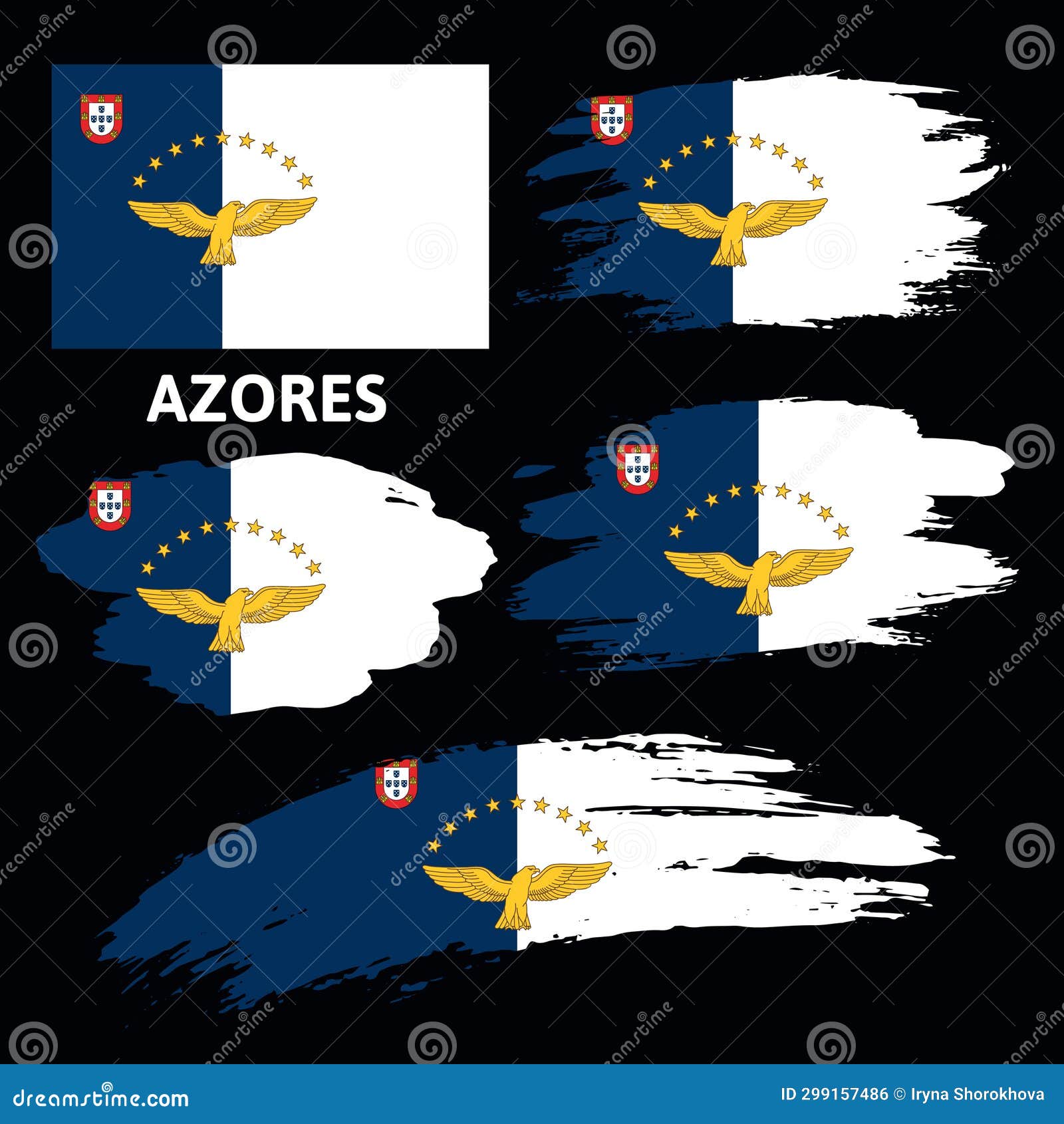 Azores Vector Flag Drawn with a Brush Stock Illustration - Illustration ...
