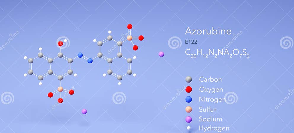 Azorubine Molecule, Molecular Structures, Azo Dye E122, 3d Model ...