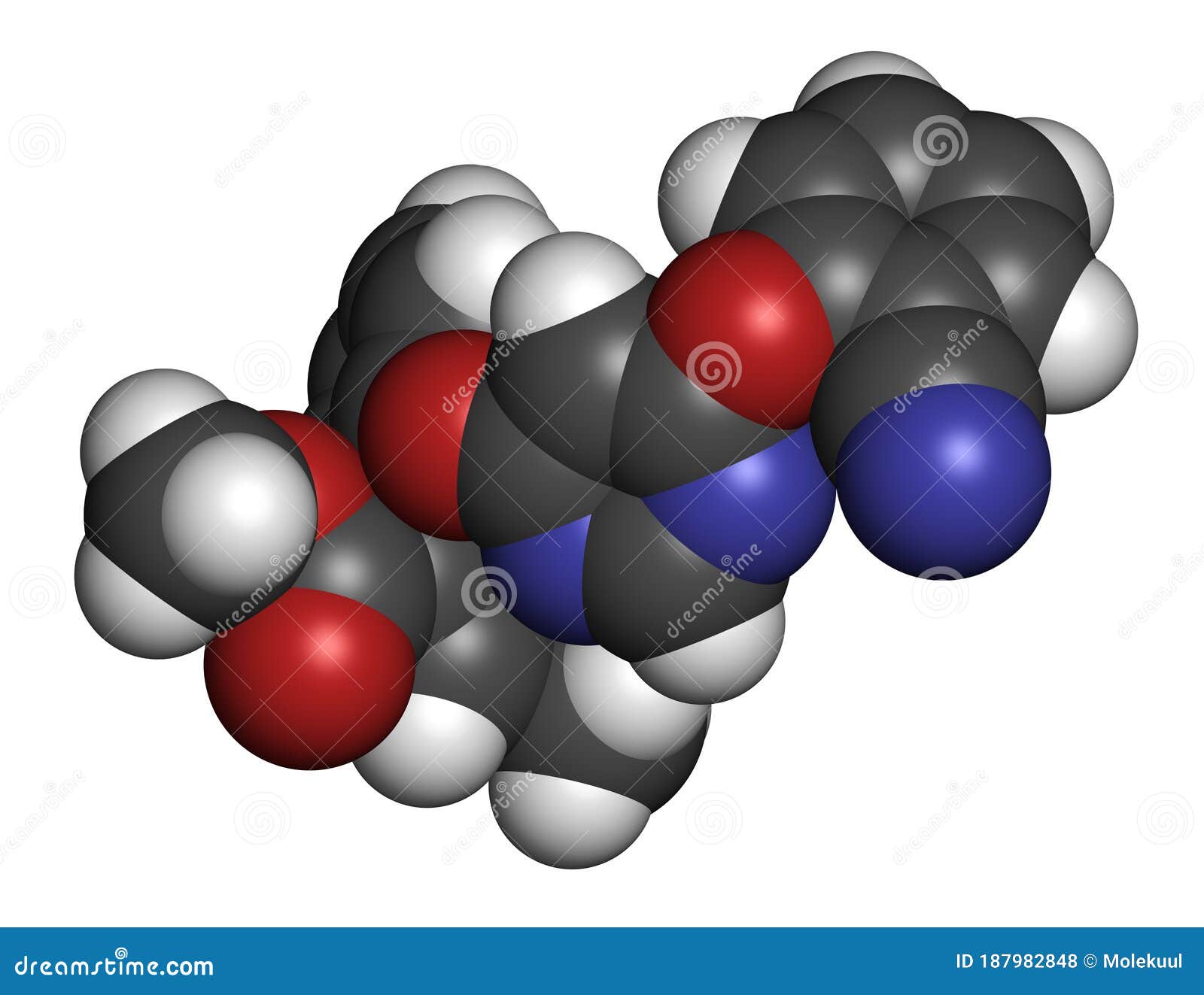 Azoxystrobin Fungicide Molecule. 3D Rendering. Atoms Are Represented As ...