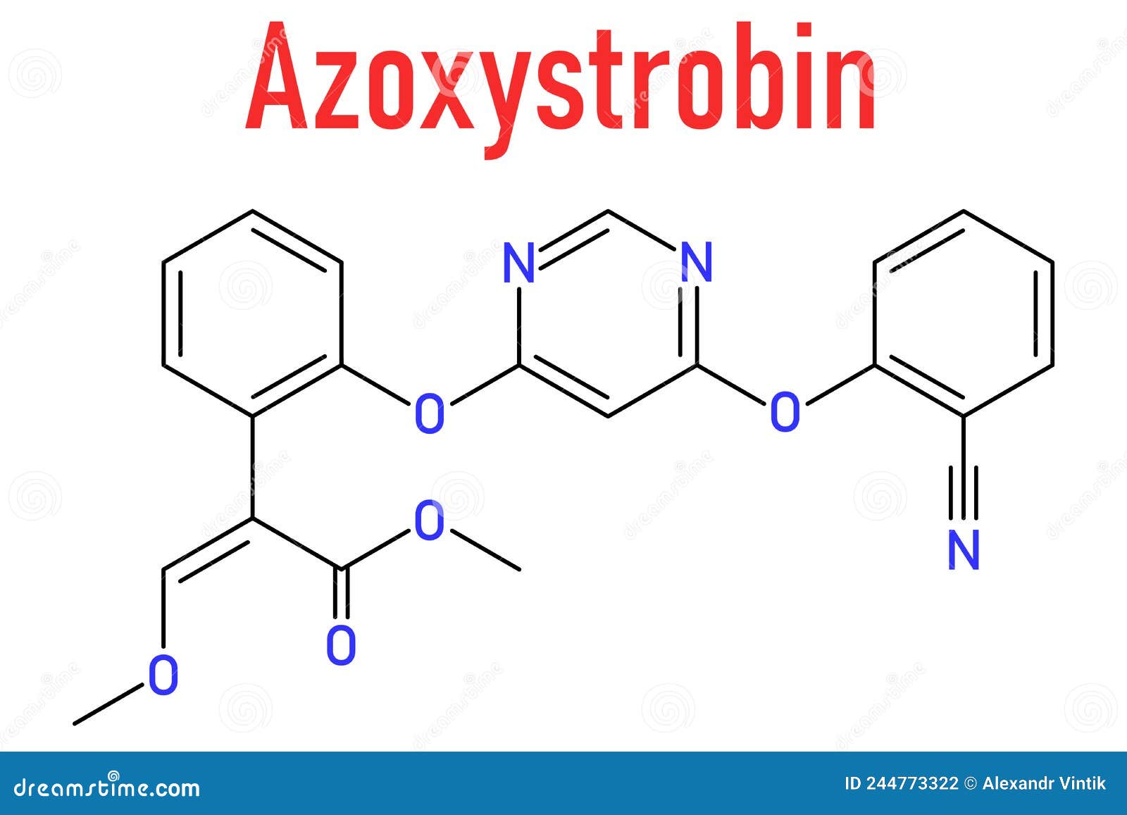 Azoxystrobin Fungicide Molecule. 3D Rendering. Atoms Are Represented As ...