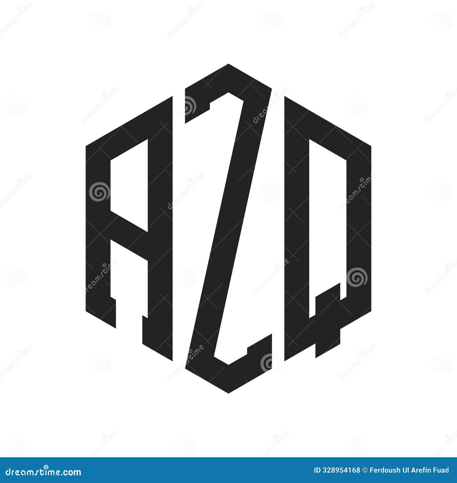 AZQ Logo Design. Initial Letter AZQ Monogram Logo Using Hexagon Shape ...