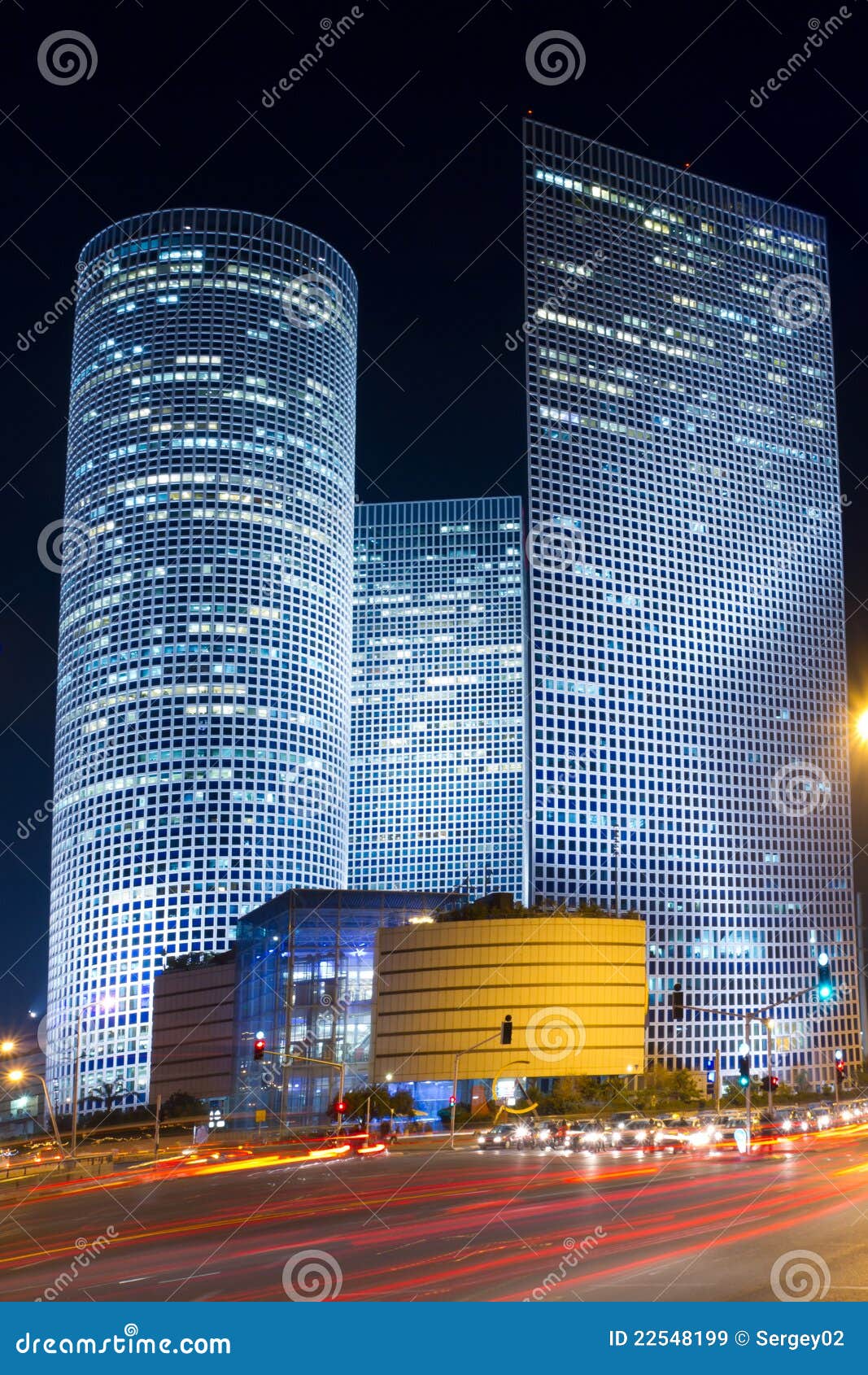 Azrieli Center Tel Aviv Skyline Israel Twilight City Skyscrapers Modern ...