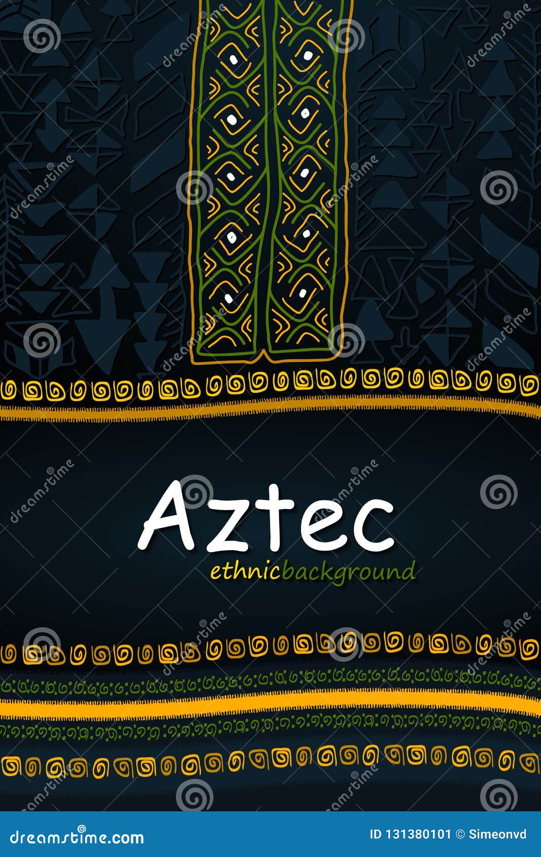 Aztec or African Hand-Drawn Ethnic Background. Abstract Tribal V Stock ...