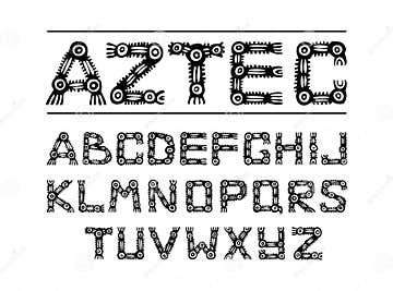 Aztec Ancient Ethnic Alphabet Stock Vector - Illustration of maya ...