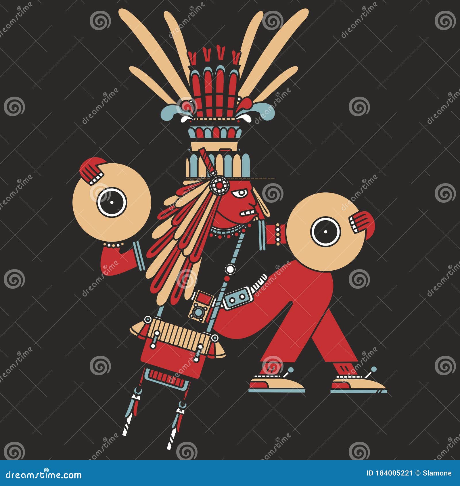 Aztec Ancient Hiphop Dj with Vinyl Abstract Art Stock Illustration ...