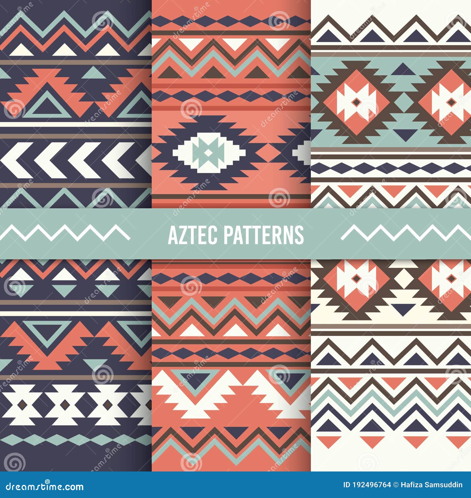 Aztec Background Design Set. Vector Illustration Decorative Design ...
