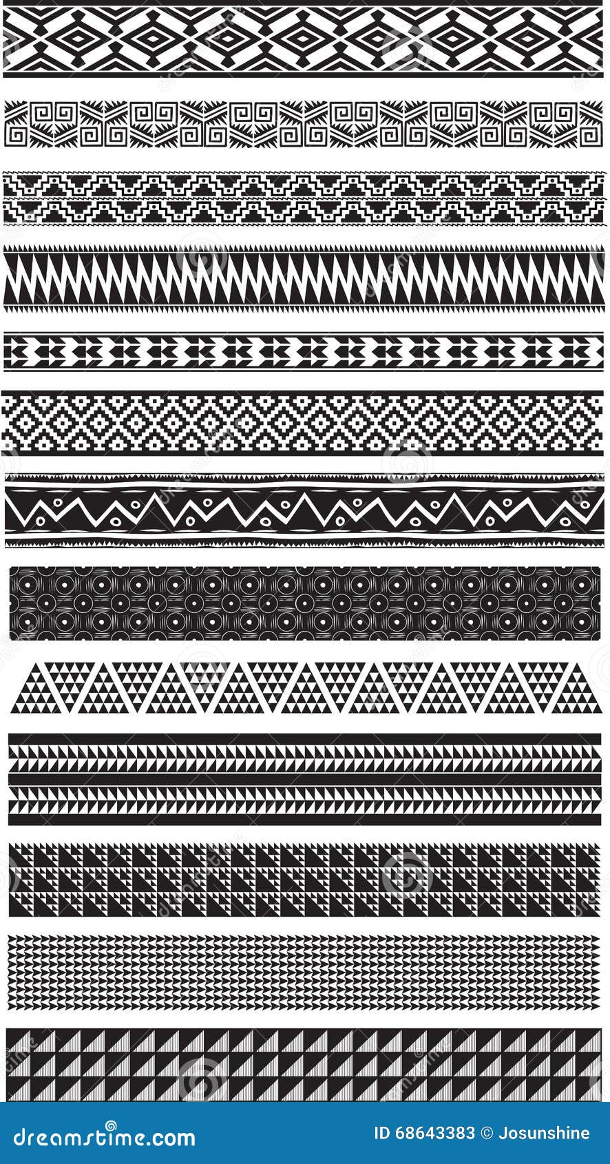 13 Aztec Borders Dividers Black White Stock Vector - Illustration of ...