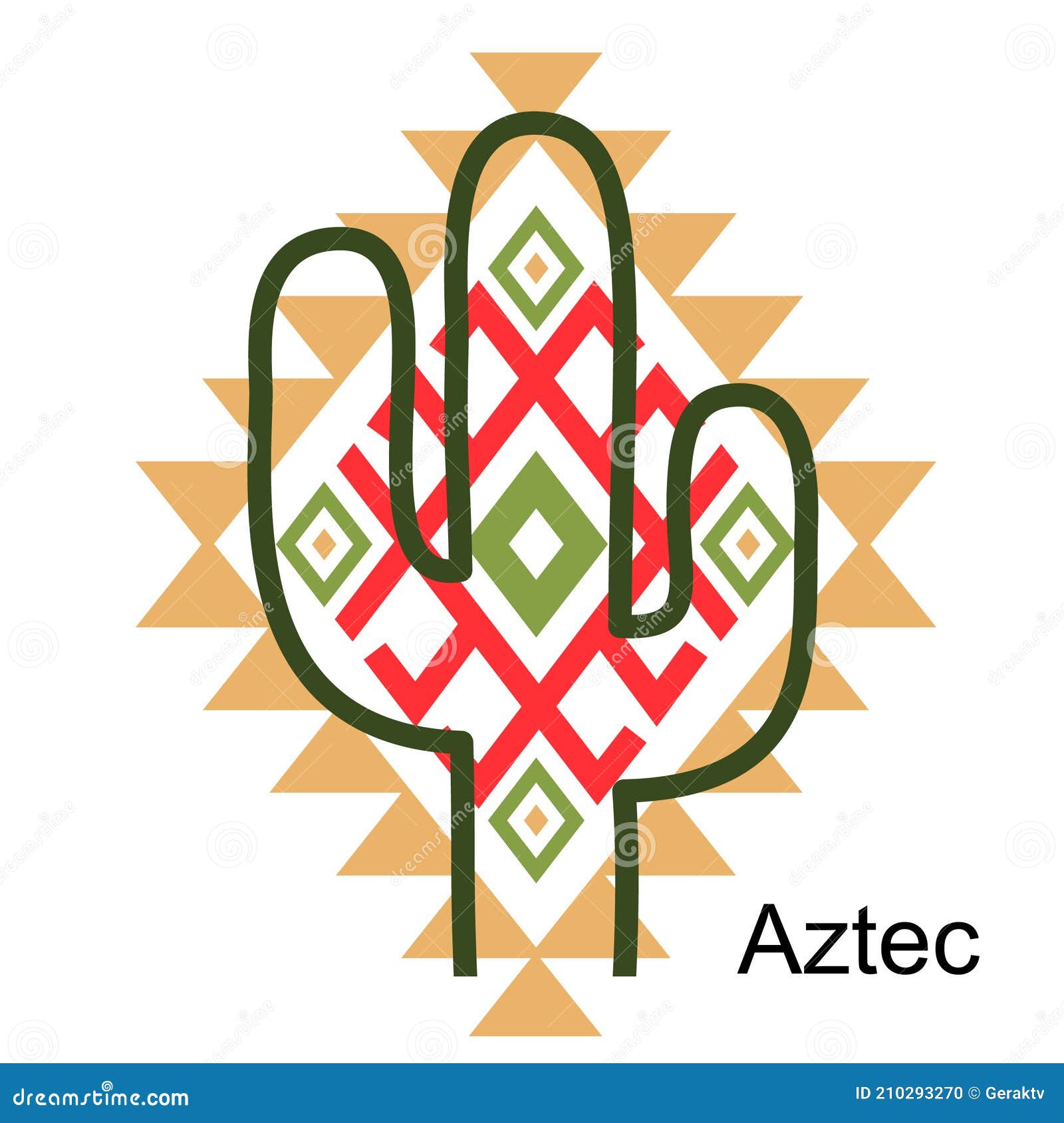 Aztec Cactus Graphic Printable Illustration. Vector Boho Succulent with ...