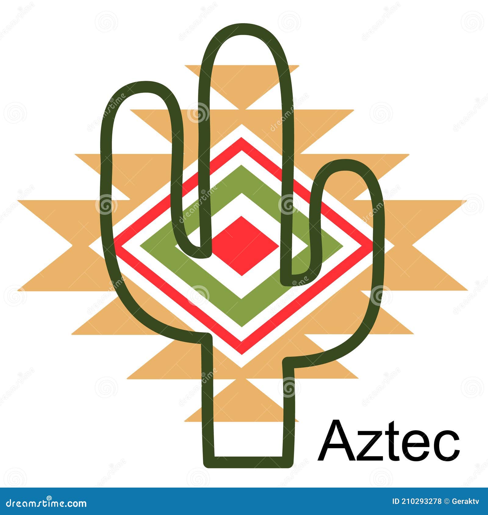 Aztec Cactus Graphic Printable Illustration. Vector Boho Succulent with ...