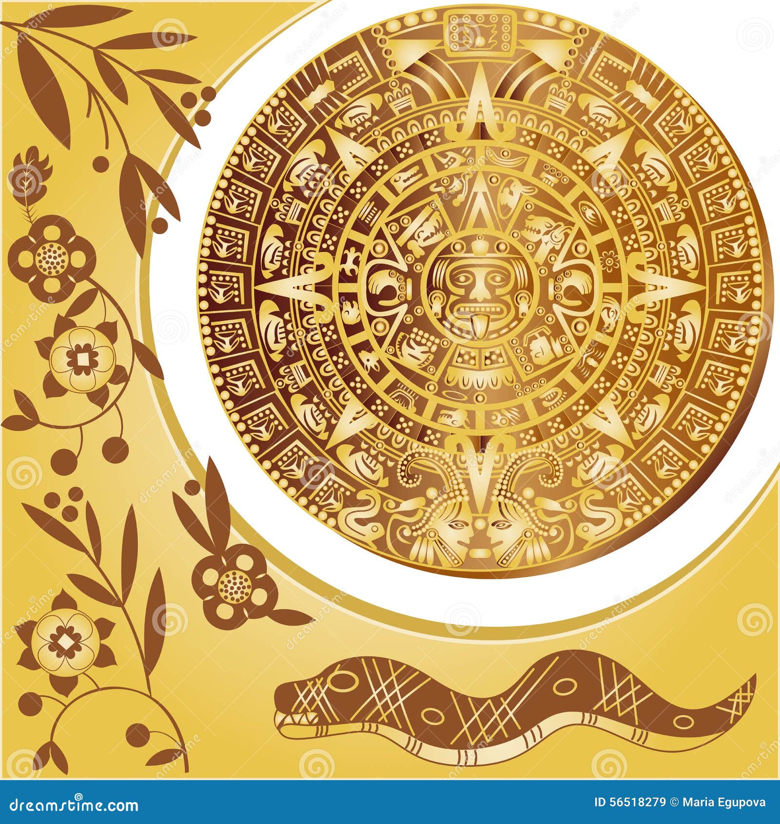Aztec Calendar. Set Of Aztec Labels And Elements. Vector Set ...