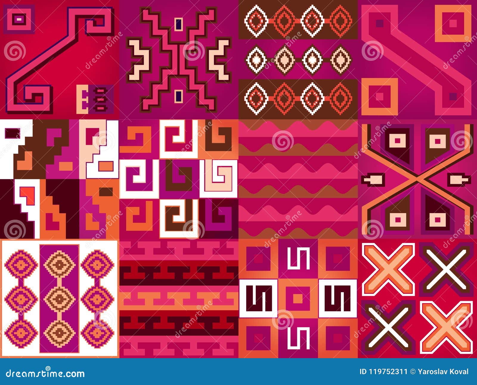 Aztec Chile Language Pattern Seamless Boho Style. Stock Illustration ...