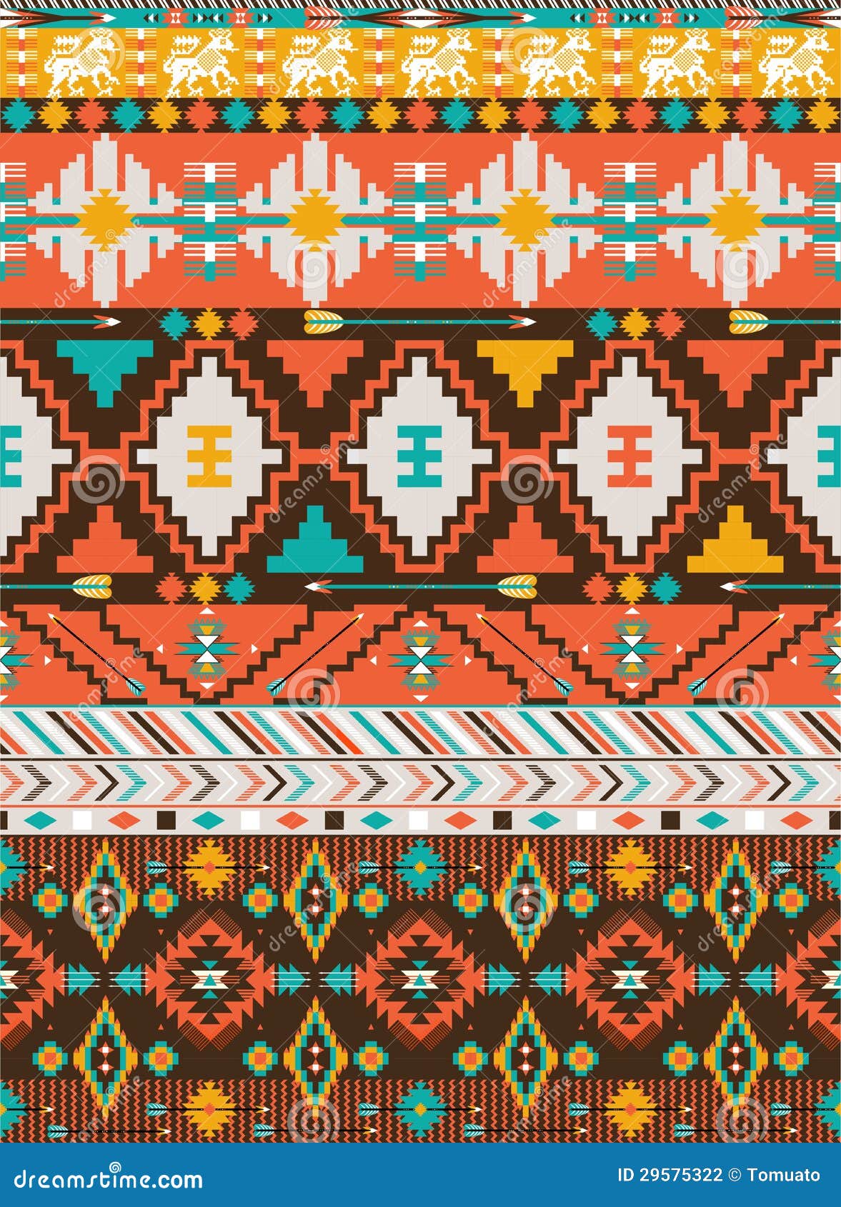 Aztec Colorful Geometric Seamless Pattern Stock Illustration ...
