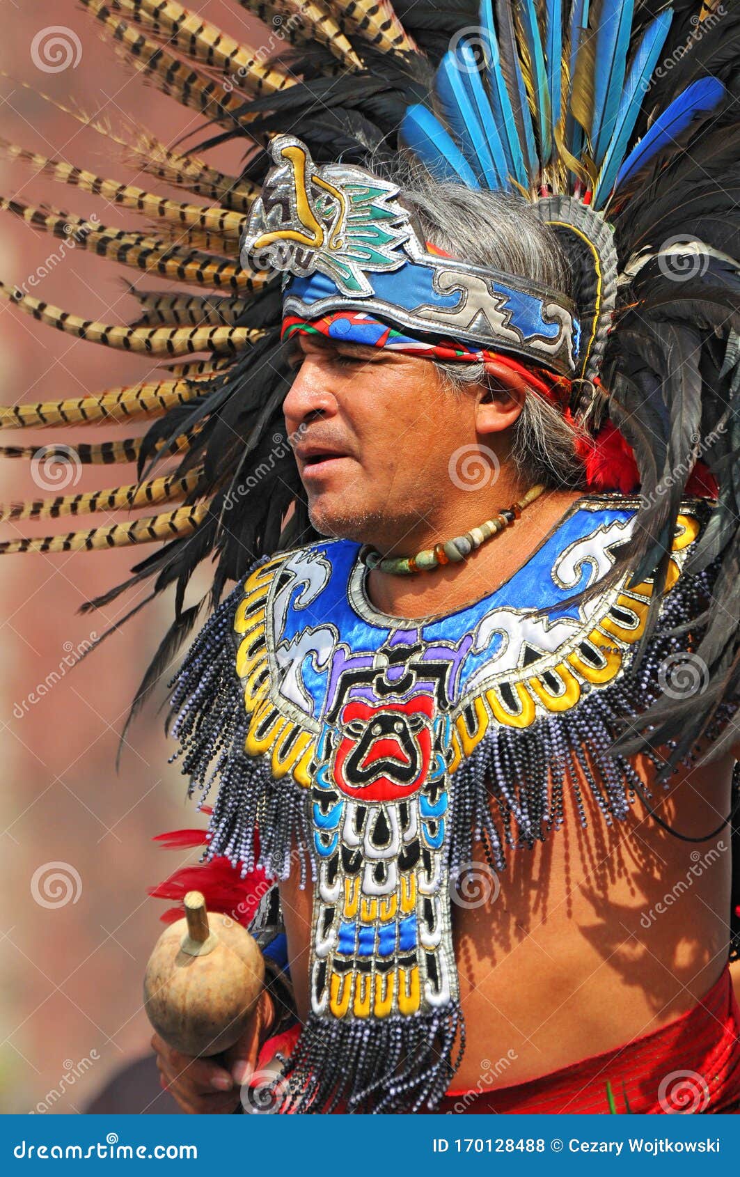 An Aztec Dancer during a Ceremony in the Zocalo in Mexico City ...
