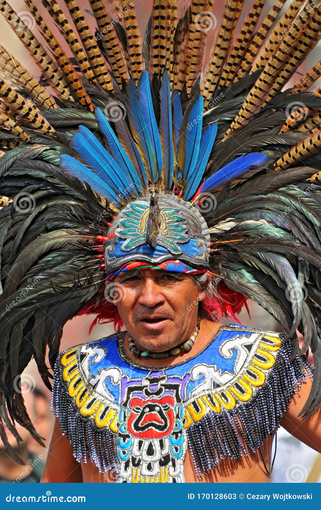 An Aztec Dancer during a Ceremony in the Zocalo in Mexico City ...