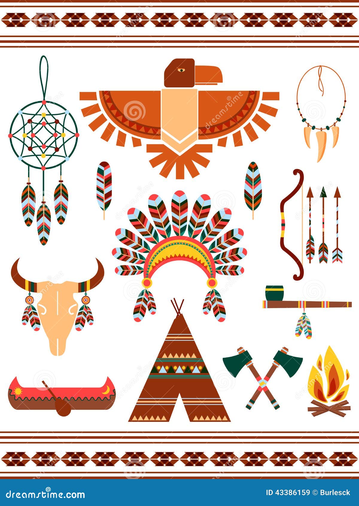 Aztec decorative elements stock vector. Illustration of feather - 43386159