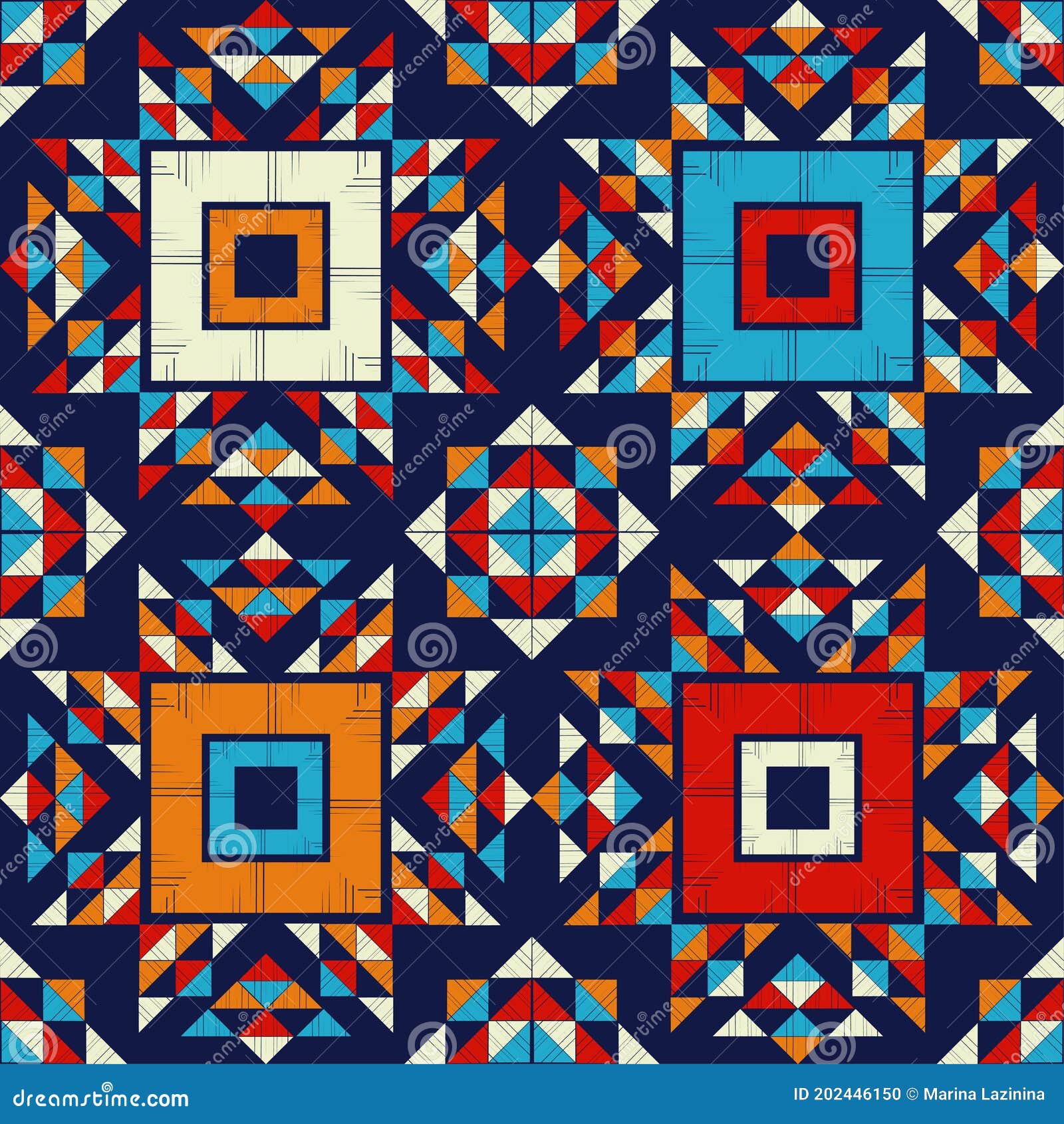 Aztec Elements. Seamless Pattern. Design with Manual Hatching. Textile ...
