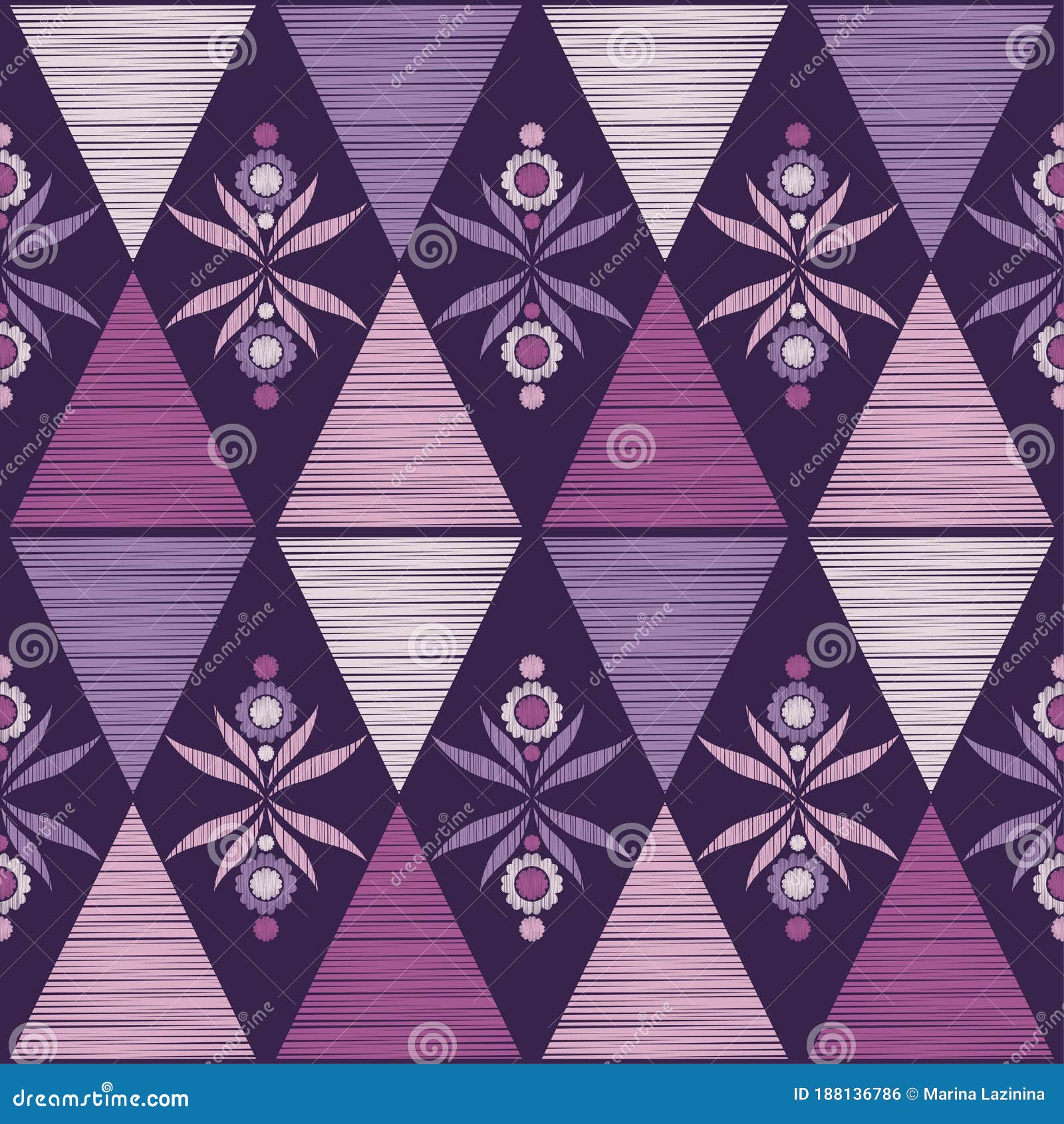 Aztec Elements with Decorative Flowers. Design with Manual Hatching ...