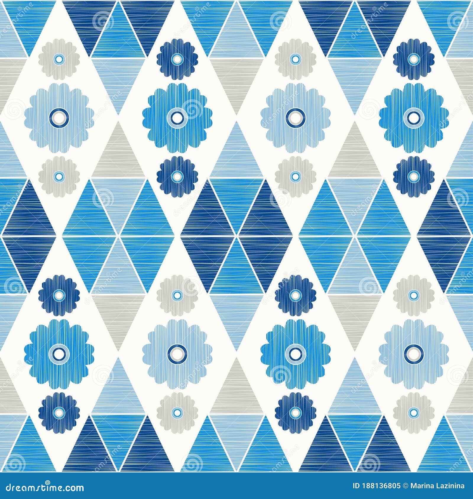 Aztec Elements with Decorative Flowers. Design with Manual Hatching ...