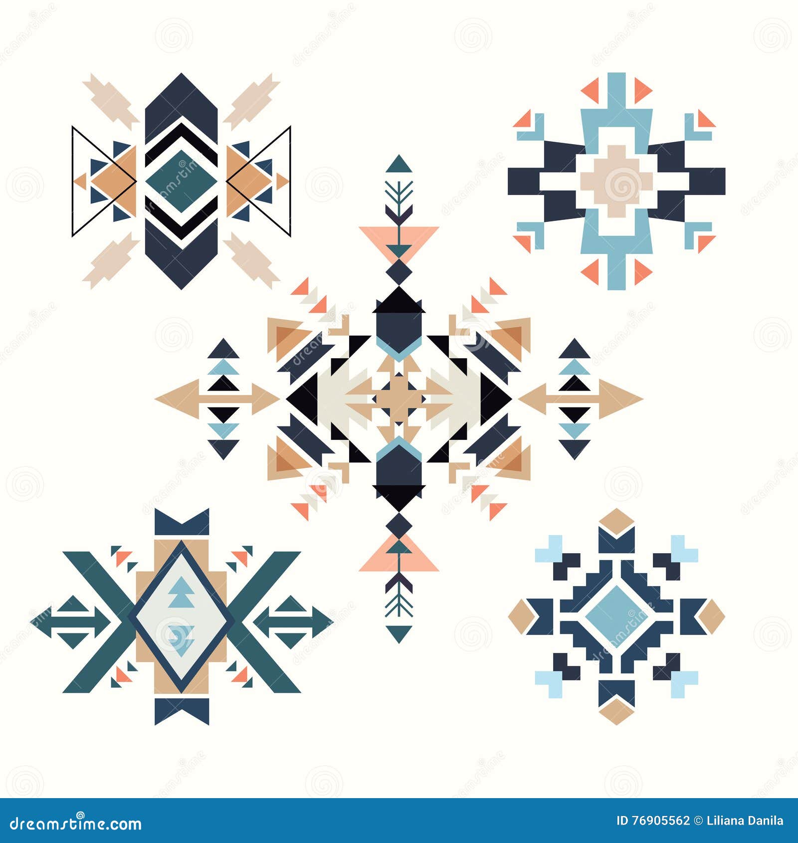 Aztec elements set stock vector. Illustration of ancient - 76905562
